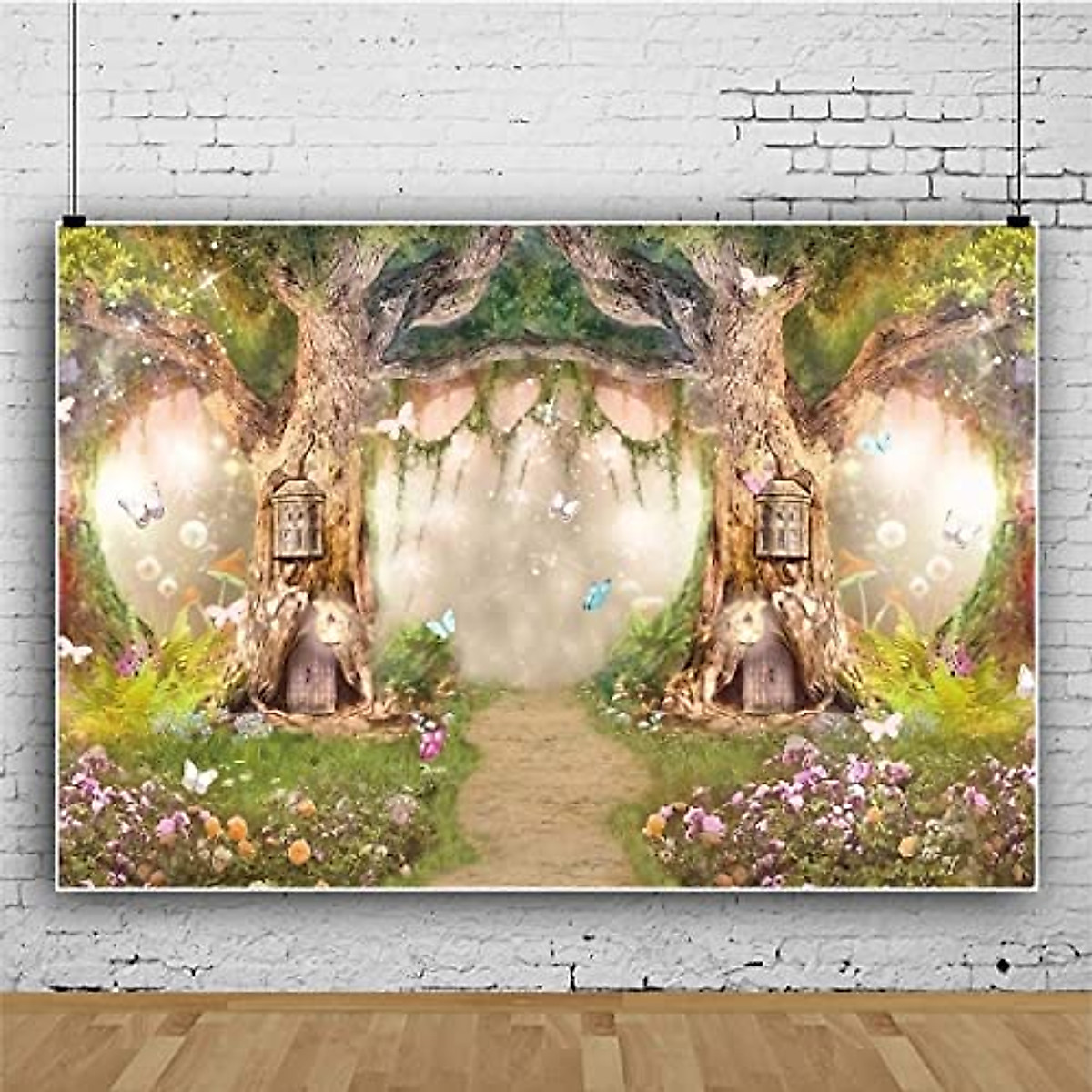Leowefowa 7x5ft Vinyl Spring Backdrop Fairy Enchanted Flower Fairytale Forest Jungle Photo Background for Party Photoshoot Newborn Baby Kids Children Photography Studio Props Enchanted Forest Backdrop