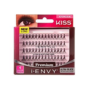 iENVY Knotted Individual Lash Ultra Black (Long) 2X Volume 4 Trays Multi Pack 280 Lashes Voluminous Glamorous Look