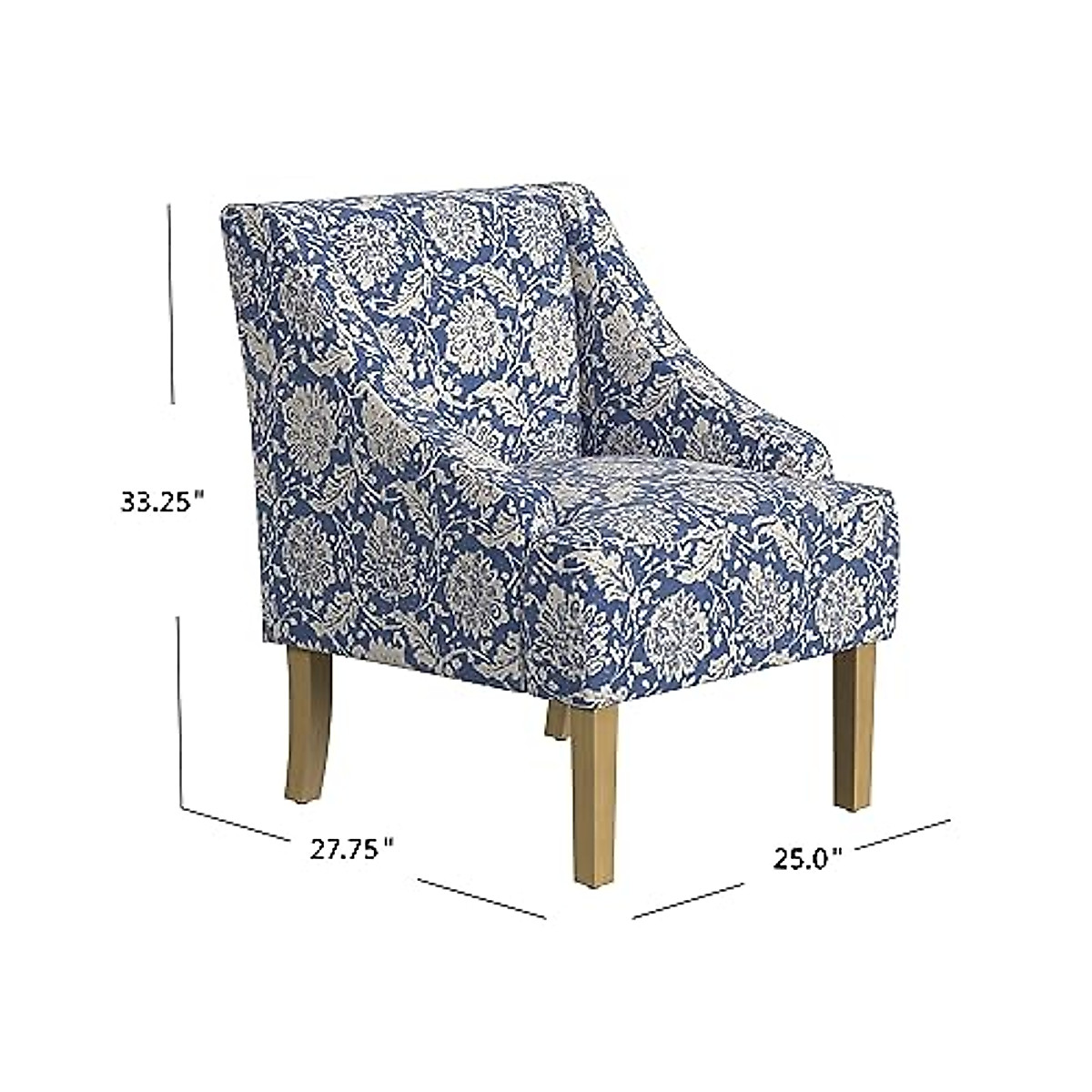 HomePop Swoop Arm Chair armchairs, Blue Floral Print