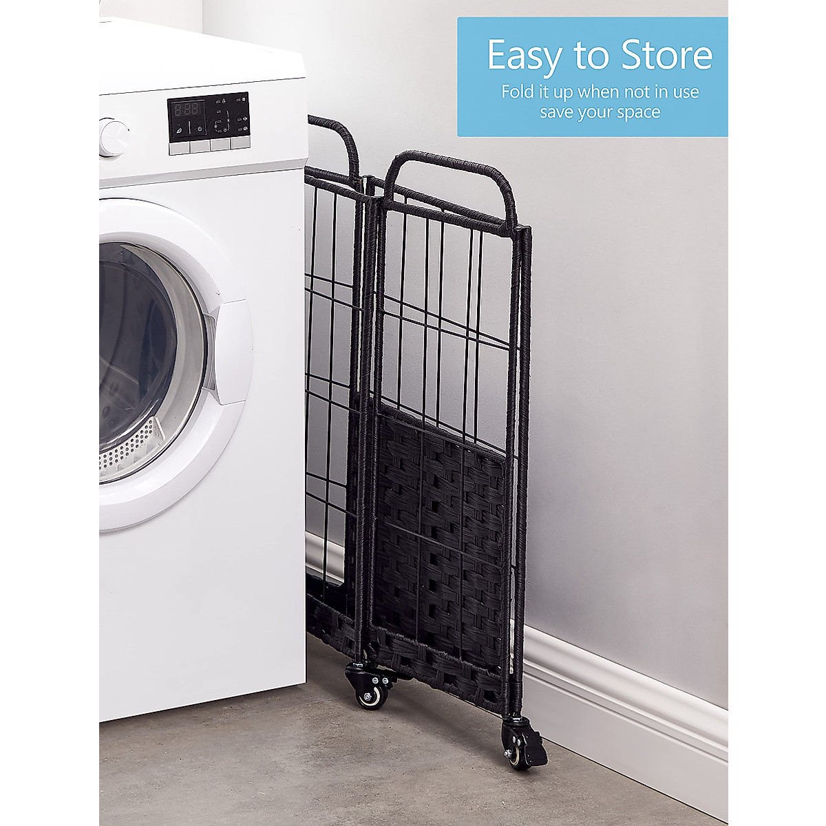 Laundry Hamper with Heavy Duty Rolling Lockable Wheels; Durable Laundry Basket with Detachable Liner Bag; Collapsible Clothes Hamper with Metal Handle (Grey)