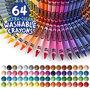 Crayola Ultra Clean Washable Crayons, Built In Sharpener, 64 Count, Kids At Home Activities