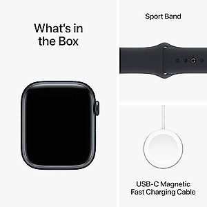 Apple Watch Series 9 [GPS + Cellular 45mm] Smartwatch with Midnight Aluminum Case with Midnight Sport Band M/L. Fitness Tracker, Blood Oxygen & ECG Apps, Always-On Retina Display