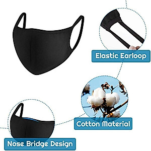 Forno 5 Pack Face Masks,Unisex Face Mask with Adjustable Nose Bridge,Black Dust Cotton, Washable Reusable Cloth for Adults【USA seller】