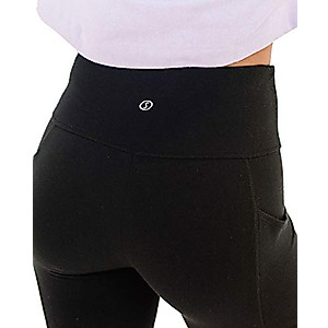 Spalding Women's Activewear Cotton Blend High Waist Legging with Pockets, 25.5" Inseam Black