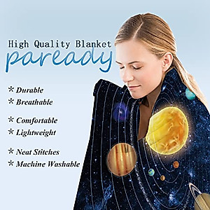 Paready Solar System Blanket Super Soft Flannel Fleece Throw Planet Blanket Cozy Outer Space Blanket for Boys Girls Adults Comfortable Bed Blanket for Sofa Living Room Travel Camping Couch (60"x80")