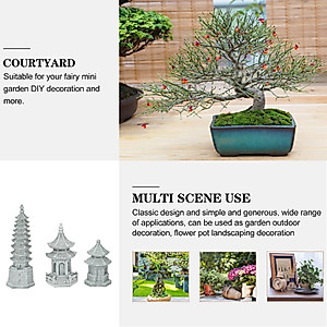 Happyyami Concrete Decoration 3pcs Pagoda Statue Model Miniature Appendix Concrete Micro Landscape Decoration