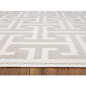 Abani Contemporary 3D Beige & White Geometric Area Rug - Modern 7'9" x 10'2" Arto Collection Neutral Rug Rugs