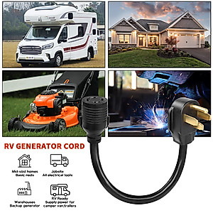 Generator Transfer Switch Adapter Cord YACSEJAO 50 Amp to 30 Amp 4-Prongs Locking Cord NEMA 14-50P to L14-30R STW 10 Gauge Heavy Duty Generator Power Cord