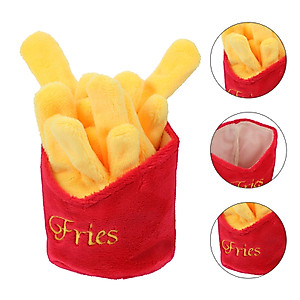 POPETPOP Dog Chew Toys, Plush Stuffed Puppy Chew Toys Shaped Plush Dog Toy Pack Hot Dog French Fries Plush Dog Toy for Small Medium Dogs