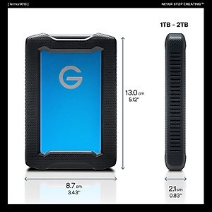 G-Technology 2TB ArmorATD All-Terrain Rugged Portable External Hard Drive - USB-C, USB 3.1 Gen 1 - 0G10434-1