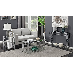 Town Square Chrome Coffee Table with Shelf, Glass/Chrome