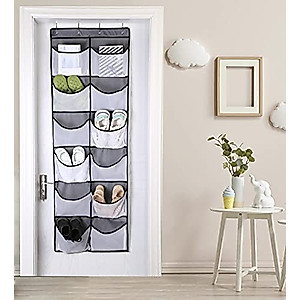JULEVTOYR Over The Door Shoe Organizer, 12 Extra Large Mesh Breathable Pockets Hanging Shoe holder,Closet Organizers and Storage Hanging,Over The Door Shoe Boots Rack with 4 Hooks