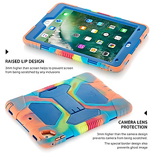 Case 9.7 inch for 2017 iPad 5th Generation Case /2018 iPad 6th Generation Case/ 2016 iPad Pro Case/iPad Air 2 Case, Heavy Duty Shockproof Silicone Protect Case - Ice/Blue