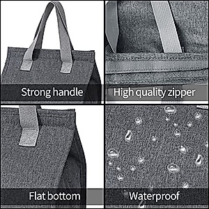 Lunch Bag Insulated, Lunch Box Bag, Reusable Lunch Tote Bag, Lunch Box Container Bag Insulated for Women, Men, Work, Office, Travel - Grey