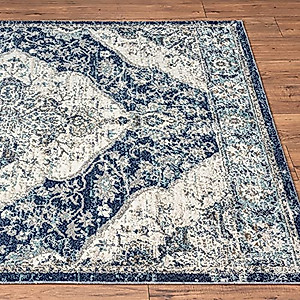 LUXE WEAVERS Euston Collection 8061 Blue 6x9 Modern Oriental Area Rug