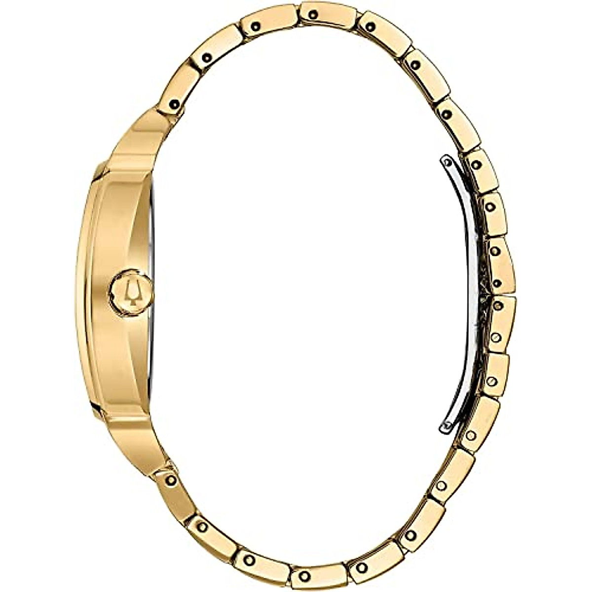 Bulova Men's Crystals Phantom Gold Tone Stainless Steel 3-Hand Quartz Watch, Cushion Shape Dial and Curved Mineral Crystal Style: 98B323