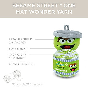 (4 Pack) Lion Brand Yarn Sesame Street- One Hat Wonder, 4PK-Big Bird, Elmo, Cookie Monster, Oscar