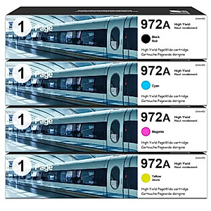 972A Ink Cartridges (4-Pack, Black/Cyan/Magenta/Yellow) - Owrd Compatible 972A Toner Set Replacement for HP PageWide Pro 452 Series, 477 Series, 552dw, 577 Series