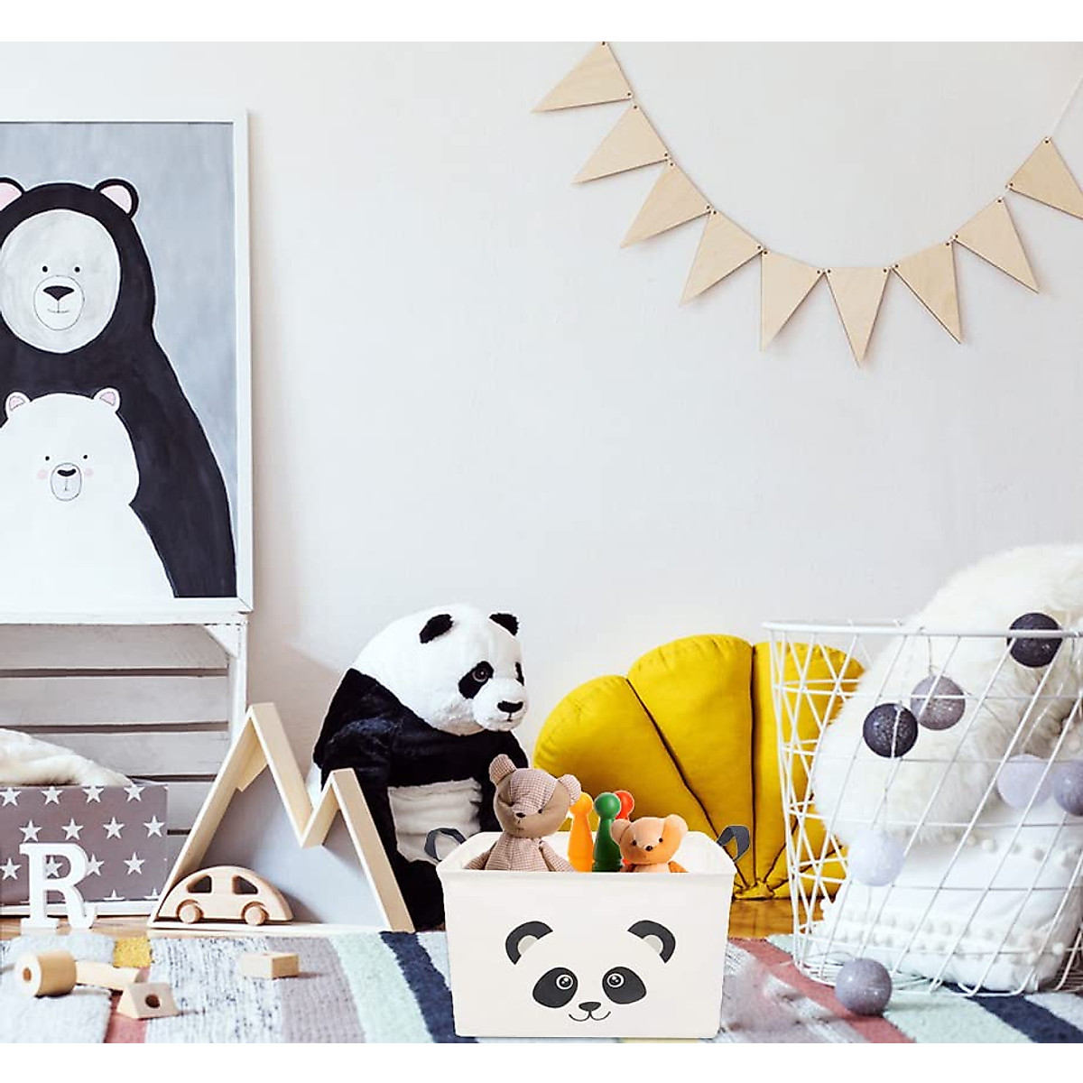 TIBAOLOVER Rectangular Kids Storage Basket Gift Basket Baby Storage Basket Cute Kids Toy Storage Bin Organizer Shelf Book Basket Room Decor(PANDA)