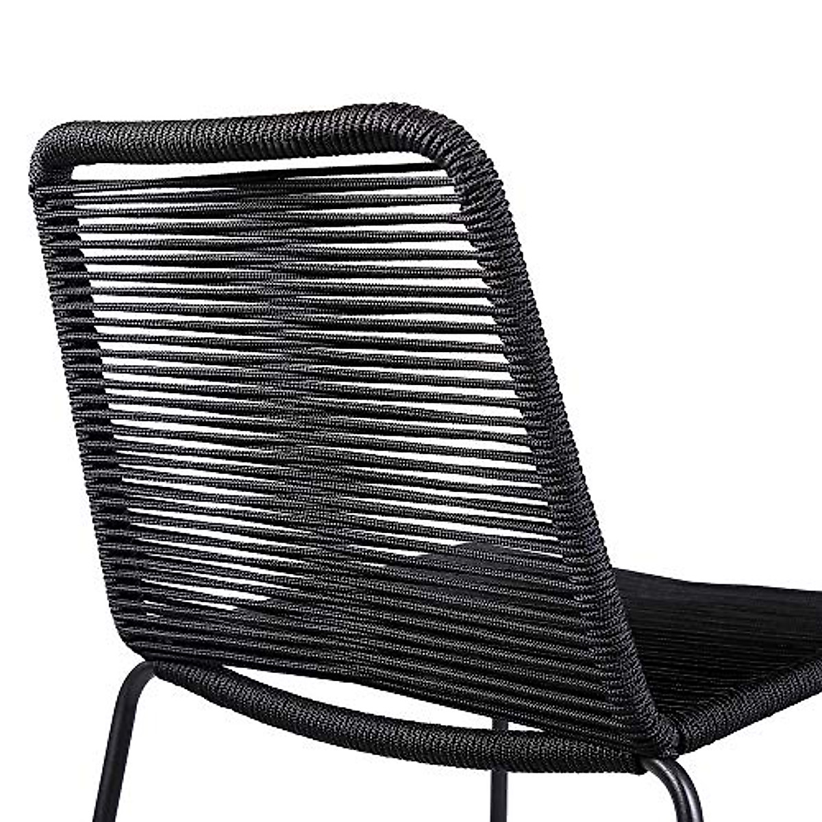 Armen Living Shasta 26" Outdoor Metal and Black Rope Stackable Counter Stool - Set of 2