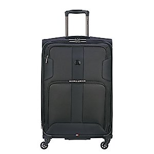 DELSEY Paris Sky Max Softside Expandable Luggage with Spinner Wheels, Black, Checked-Medium 25 Inch