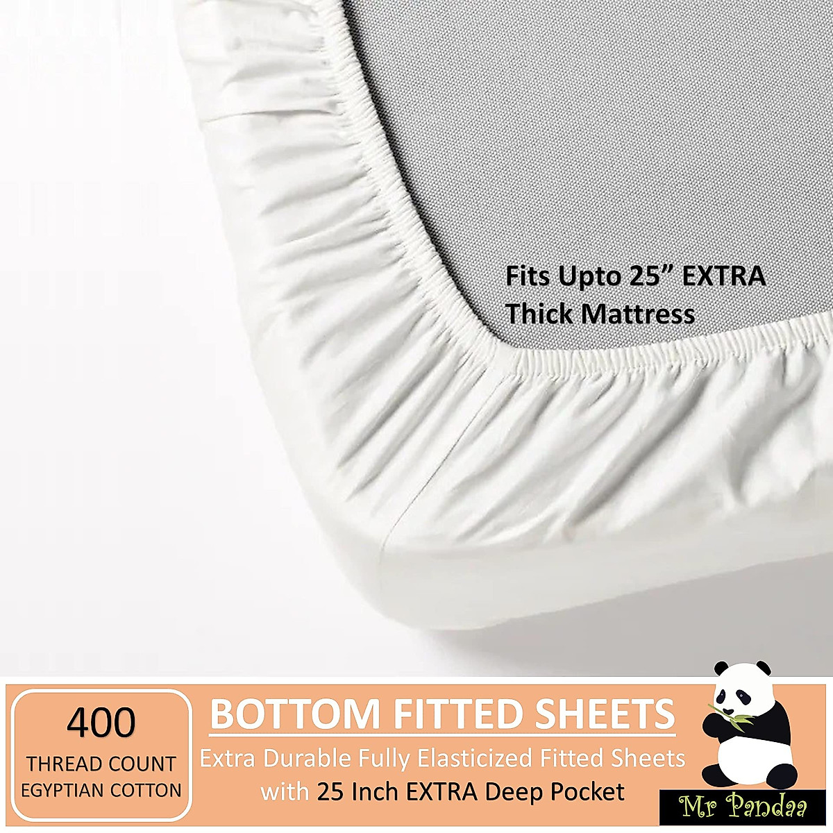 Split King Sheets Sets for Adjustable Bed, Soft 100% Egyptian Cotton 400-Thread-Count, Sateen Weave, 5PC Set with 2 Fitted Sheets, Split-King Sheet Set 25-Inch Deep Pockets, 400-TC - Light Blue Solid