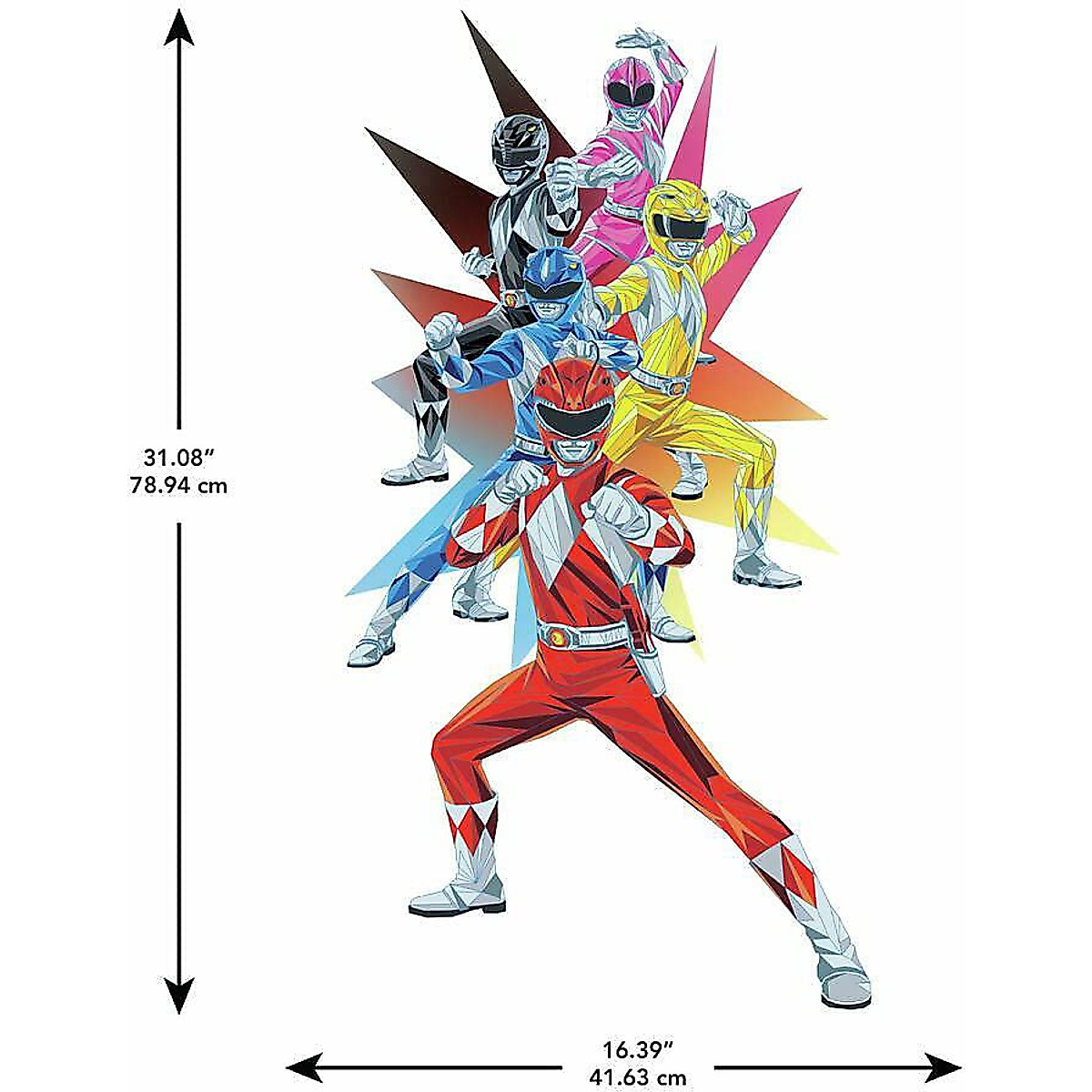 RoomMates RMK4454SCS Power Rangers Peel and Stick Wall Decals, Pink, Red, Blue, Yellow