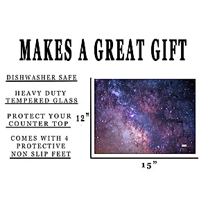 Blue Purple Galaxy Stars Space Pattern Textured Marble Art Kitchen Glass Cutting Board Modern Decorative Gift Abstract Wavy Contrast Design