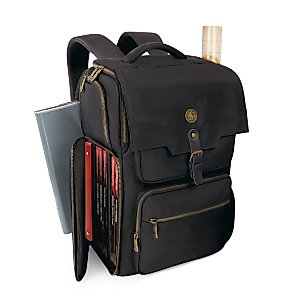 ENHANCE DnD Backpack - RPG DM Bag for Dungeons and Dragons - Travel DnD Bag Organizer fits 6-8 Books Upright, 18" Laptop/DM Screen Slot, Miniature Storage Foam Trays, Accessories Pockets, Map Strap
