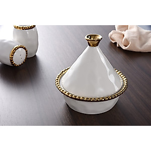 Pampa Bay Golden Salerno Titanium-Plated Porcelain Small Tagine, 5 x 5in