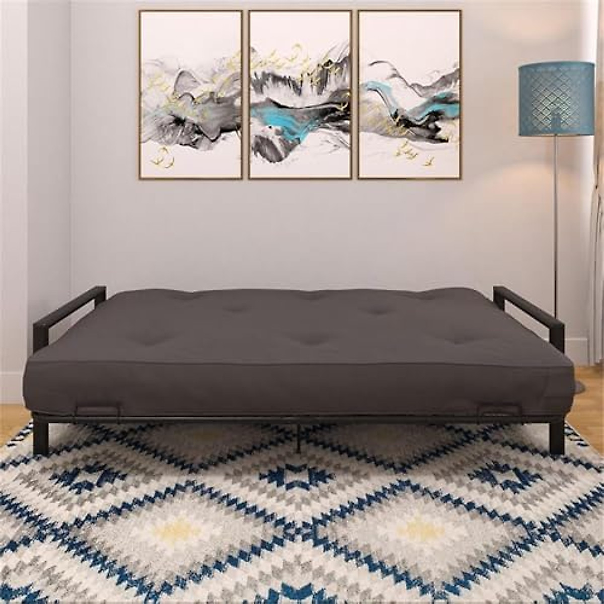 Pemberly Row Classic Design Full Size Metal Futon Frame in Black