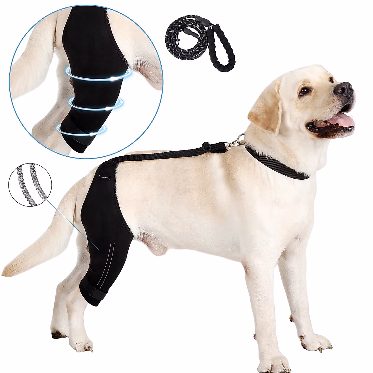 Noillow Dog Knee Brace, Dog Leg Brace for Sprain ACL, CCL, Arthritis - Keeps The Joint Warm and Stable, Leg Wounds Care and Prevent Licking, Dog Rear Leg Luxating Patella Brace-Right-L