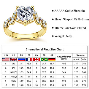 AOUCIA 18K Rose gold Plated Love Heart Cubic Zirconia Promise Halo Engagement Promise Eternity Valentine's Day Ring for Women Size 6-10 (Twisted-Gold, 9)