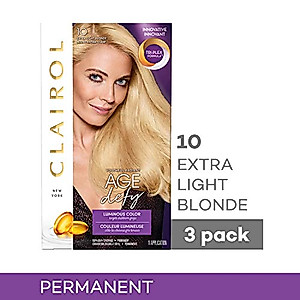 Clairol Age Defy Permanent Hair Dye, 10 Extra Light Blonde Hair Color, 3 Count