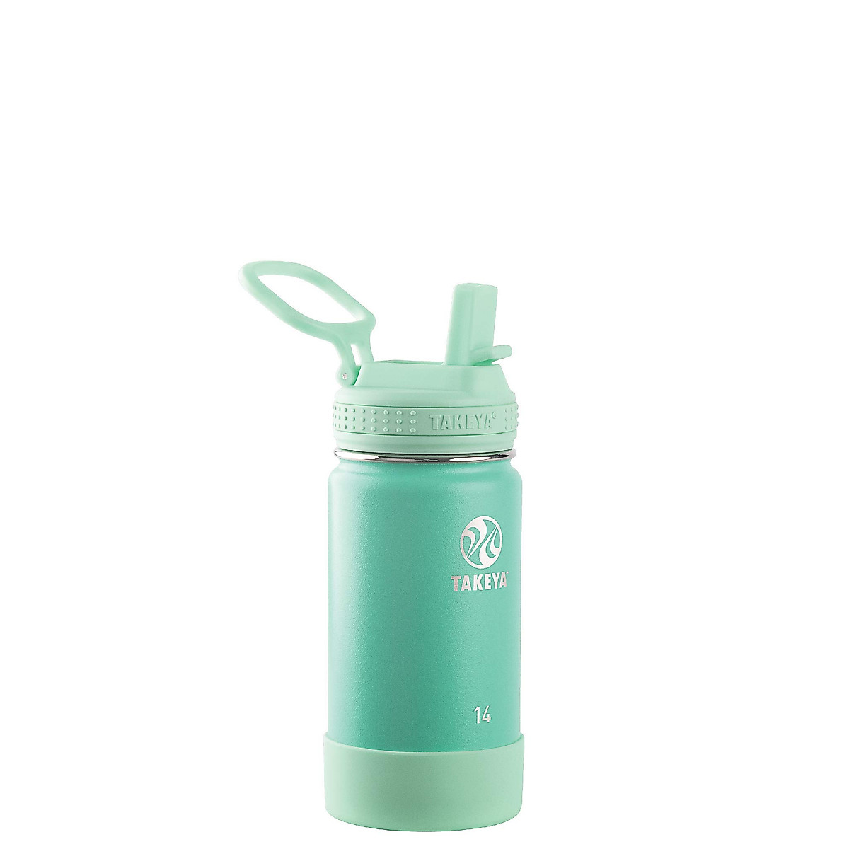 Takeya Actives Kids 14 oz Vacuum Insulated Stainless Steel Water Bottle with Straw Lid, Seafoam