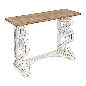 Kate and Laurel Wyldwood Country French Solid Wood Console Table - Rustic/White Legs - Natural Wood Top