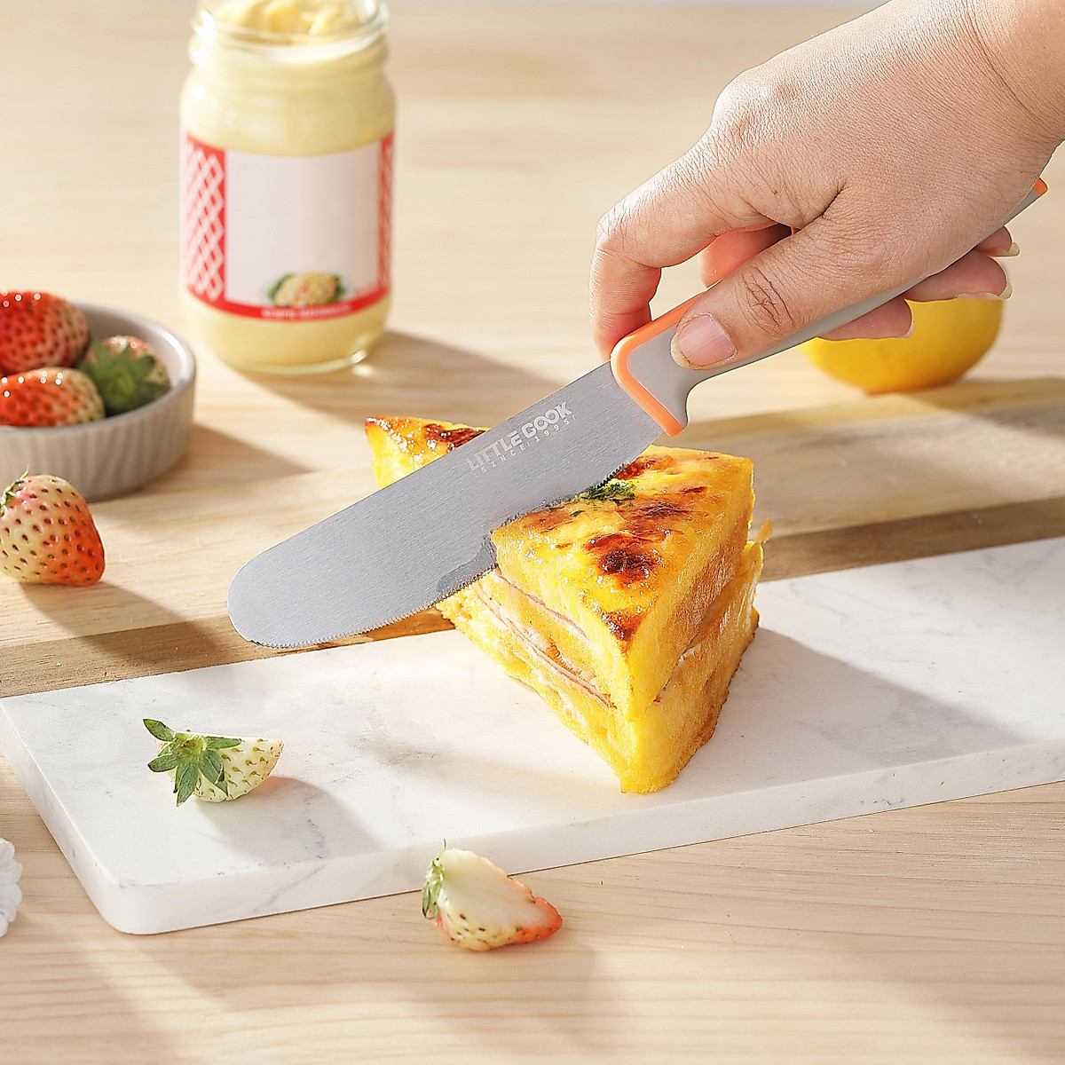 Butter Knife Spreader, Little Cook 4.7 Inch Sandwich Butter Spreader Knife, Stainless Steel Spreaders for Food with Serrated Edge , Great for Butter, Cheese, Peanut, Sandwhich, Jam, Dishwasher Safe