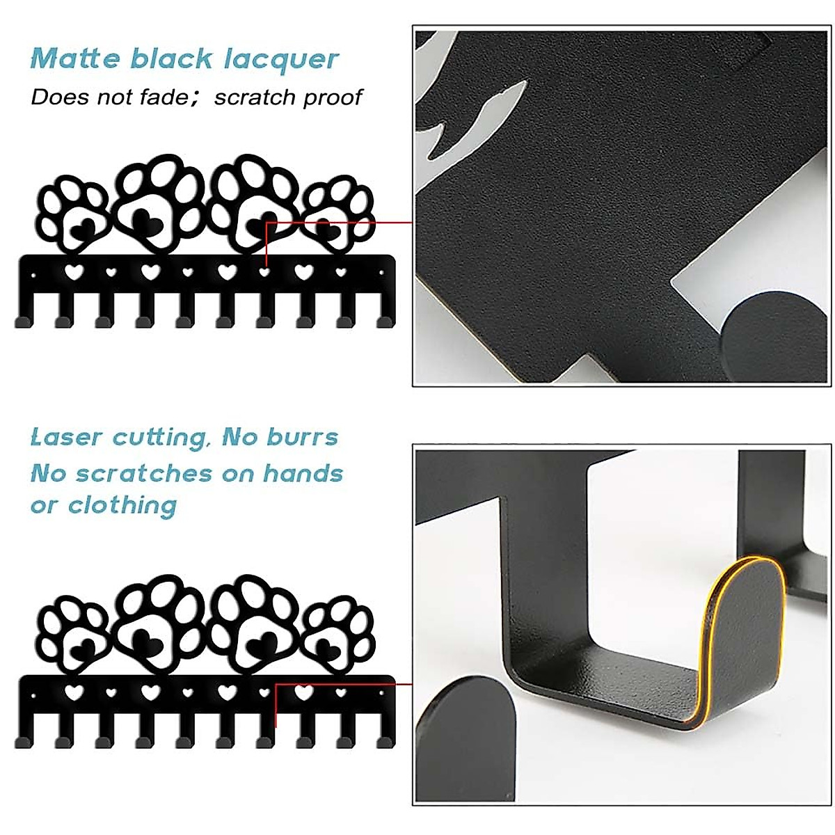 SUPERDANT Dog Paws Metal Key Holder Heart Shape Decorative 10 Hook Key Organizer Home Storage Hooks Wall Mounted Entryway Key Belt Umbrella Hooks Personalized Key Hanger for Wall