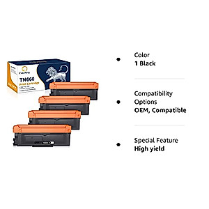 Colorking Compatible Toner Cartridge Replacement for Brother TN660 TN-660 TN630 TN-630 for Brother MFC-L2700DW HL-L2380DW HL-L2300D HL-L2320D DCP-L2540DW MFC-L2740DW Printer (4 High Yield Black)