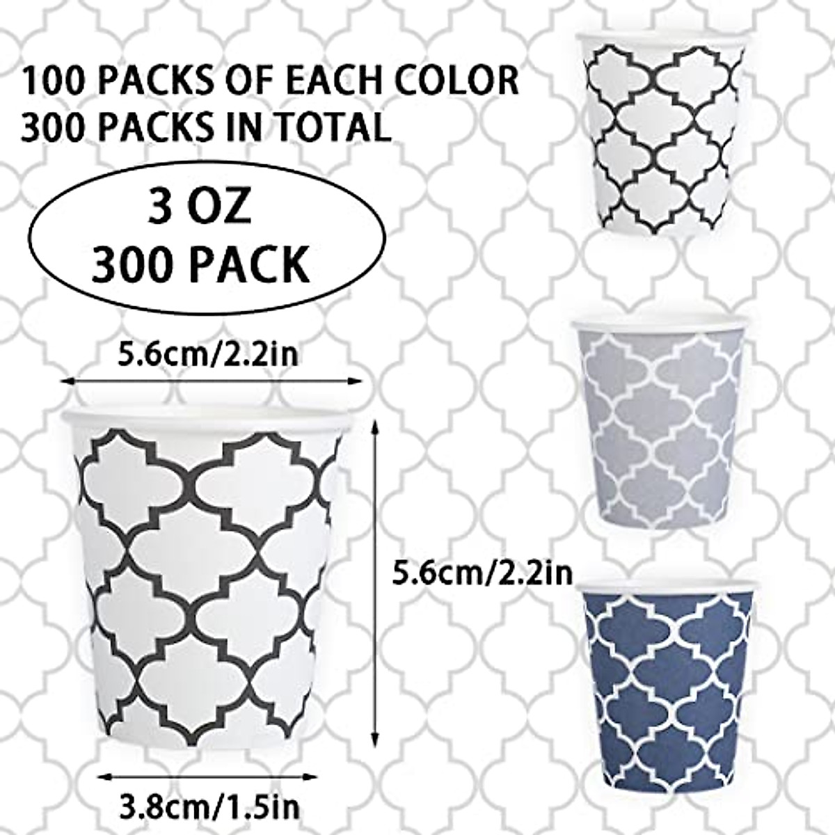 [300 Pack] 3 oz Disposable Paper Cups, Small Mouthwash Cups 3 OZ, Mini Bathroom Cups, Paper Coffee Cups 3 Ounce for Bathroom, Supermarket, Birthday Party, Travel, Events, Picnic, BBQ