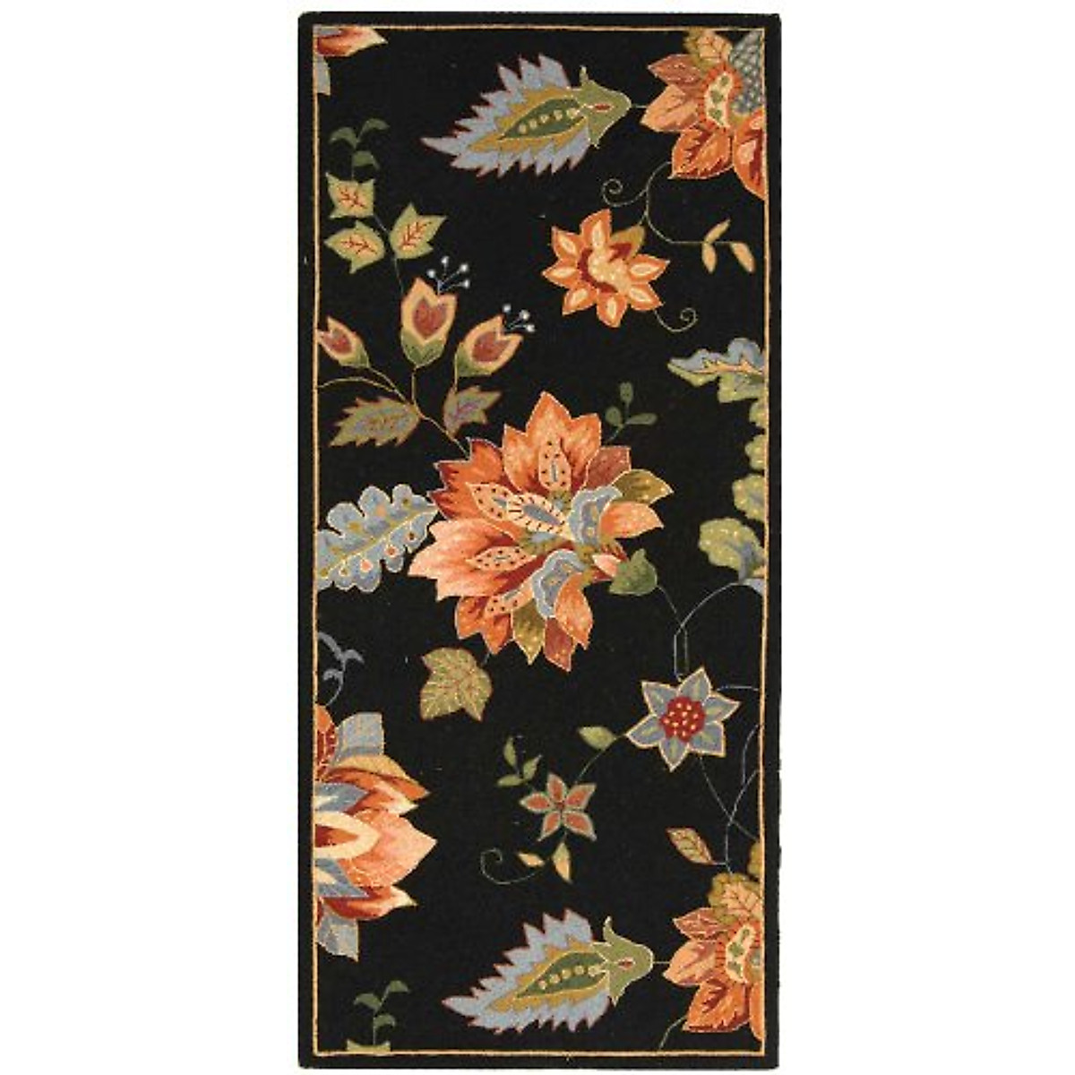 SAFAVIEH Chelsea Collection 2'6" x 6' Black HK306B Hand-Hooked French Country Wool Runner Rug