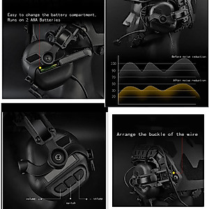 Hdlsina Tactical Shooting Headset + with U94 PTT 2pin with ARC Rail Adapter Noise Reduction & Sound Pickup Ear Protection (Tan)