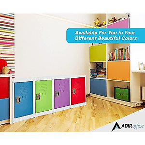 AdirOffice Kids Steel Metal Storage Locker - for Home & School - with Key & Hanging Rods (24 in 1 Door, Blue)