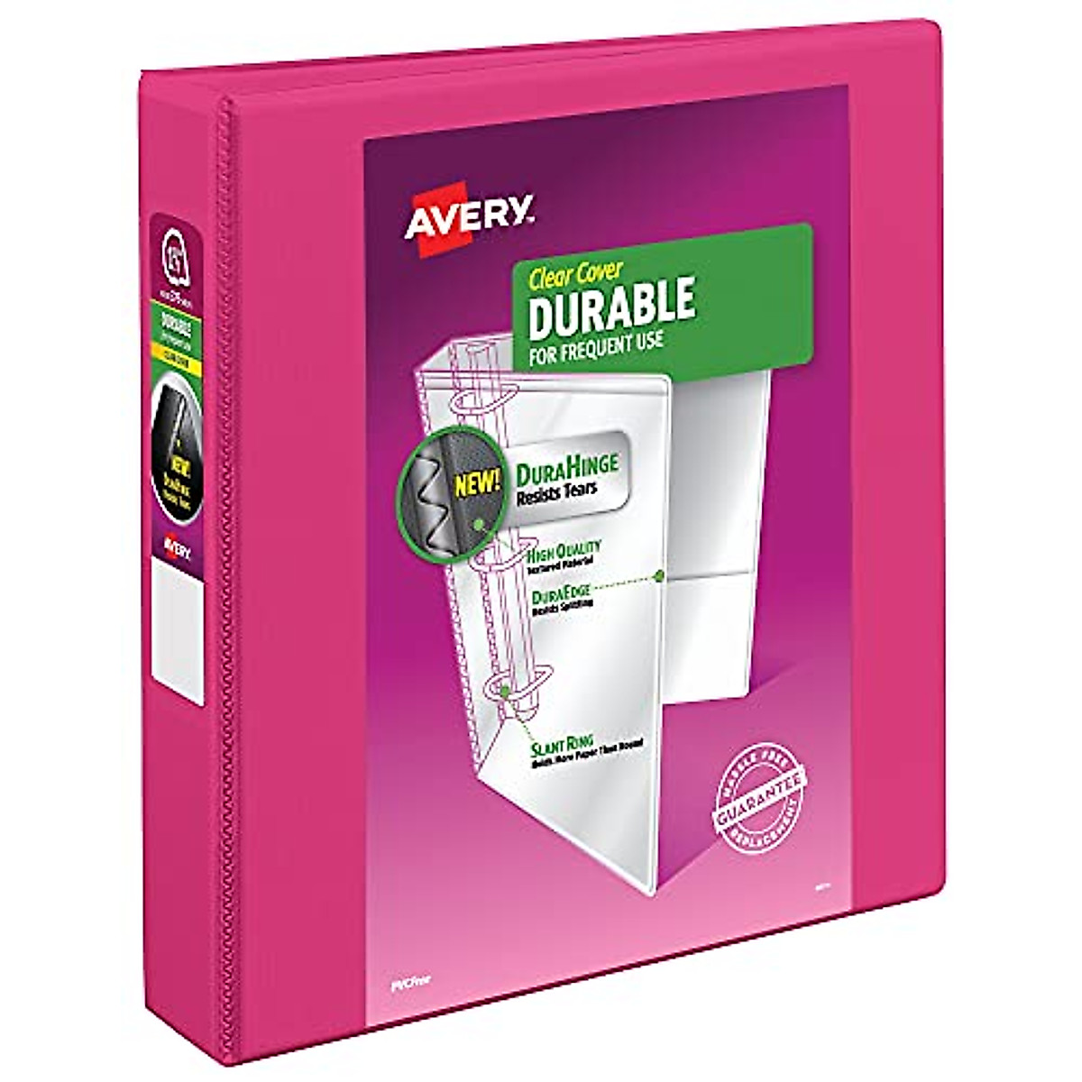 Avery Durable View 3 Ring Binder, 1-1/2 Inch Slant Rings, 1 Pink Binder (17833) & Durable Plastic 8-Tab Write & Erase Big Tab Dividers for 3 Ring Binders, Pastel Brights (16271)