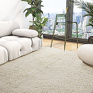 HOMBYS Shag Area Rug 8'x10' for Living Room Bedroom, Solid Plush Non-Shedding Rugs for Dining Room Entryway, Thick Soft Mordern Rectangular Carpet Home Decoration