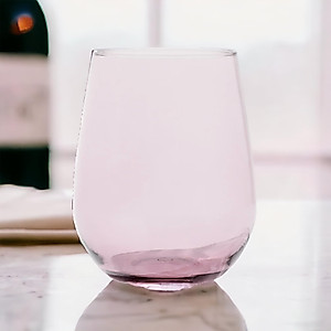 36 piece Stemless Unbreakable Crystal Clear Plastic Wine Glasses Set of 36 (12 Ounces - Pink)