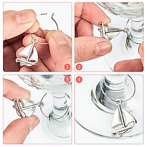 50 Piece Beach Themed Wine Glass Charms with 50 Pieces Hanging Rings and 2 Pieces Buckles for Tasting Party Decoration Supplies, 102 Pieces Totally