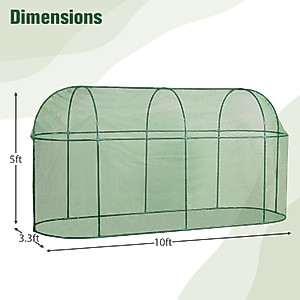 BPS 10'x3.3'x5' Crop Cage Plant Protection Netting Tent with Zipper for Vegetables Fruits and Plant, Suitable for Garden Yard and Lawn