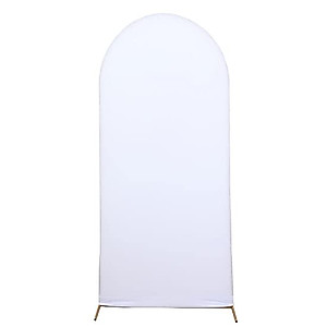 Efavormart 5ft White Spandex Fit Round Top Backdrop Frame Stand Cover, 2-Sided Wedding Arch Cover