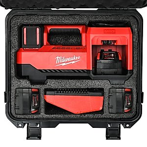 Air Compressor Waterproof Hard Case Compatible with Milwaukee M18 Inflator 2848-20, Air Pump Carrying Bag for Milwaukee Tools, Storage Holder for Battery Pack 18V 3.0 to 6.0 Ah - Black (Only Case)
